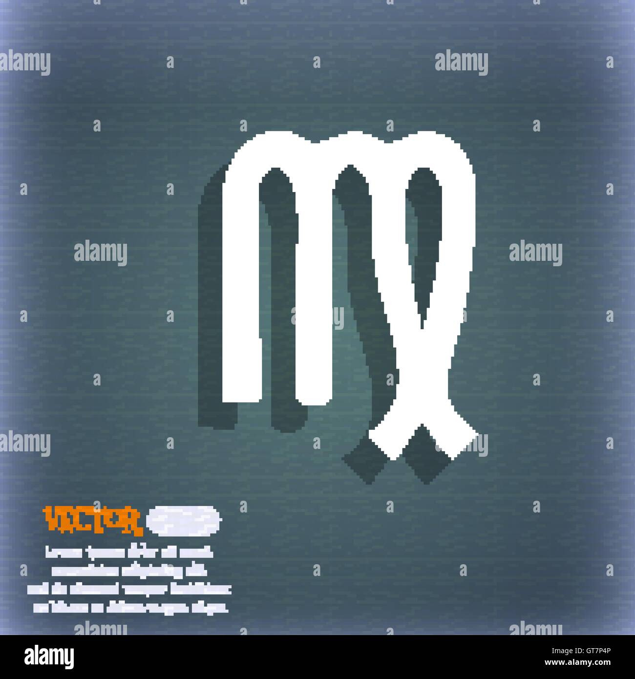 Virgo icon. On the blue-green abstract background with shadow and space ...
