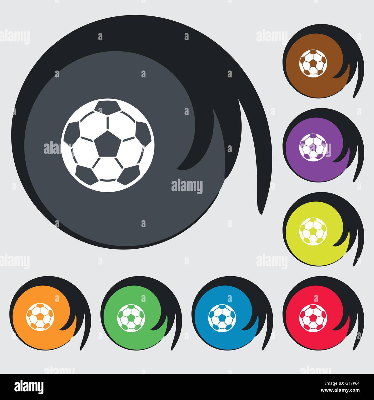 Football icon sign. Symbols on eight colored buttons. Vector Stock ...