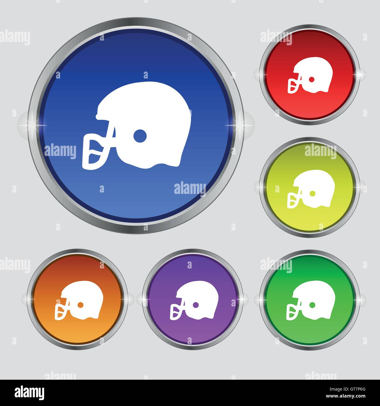 american football helmet icon sign. Round symbol on bright colourful ...