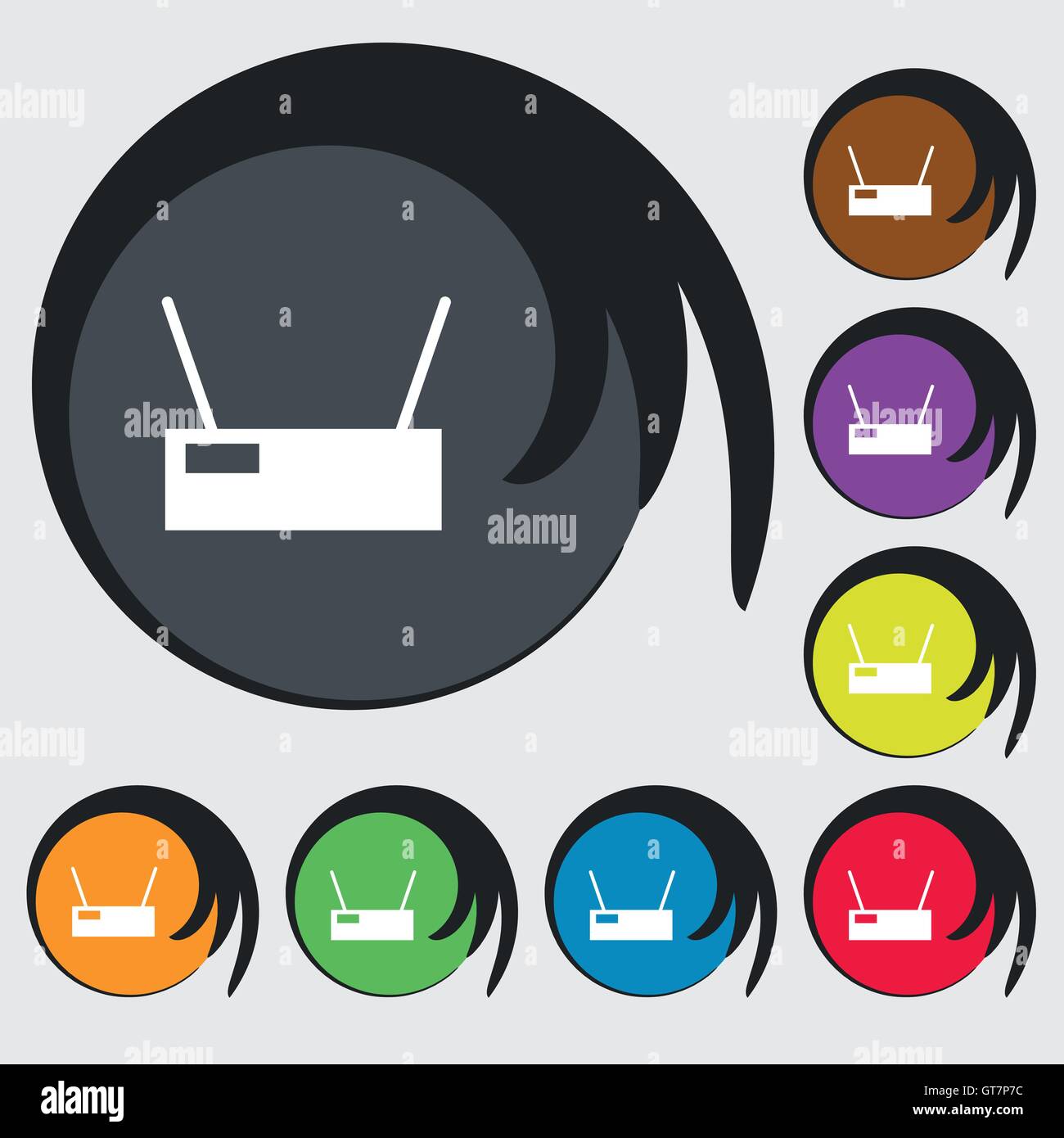 Wi-Fi Icon sign. Symbols on eight colored buttons. Vector Stock Vector ...