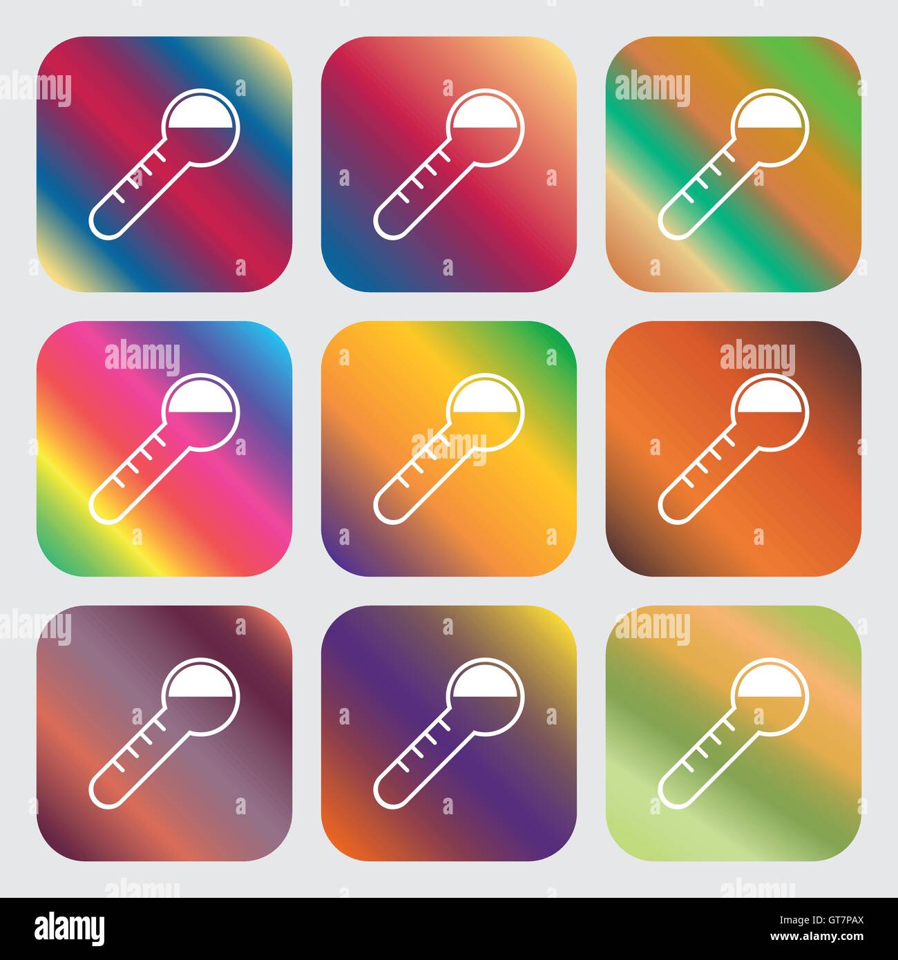 Thermometer icon . Nine buttons with bright gradients for beautiful ...