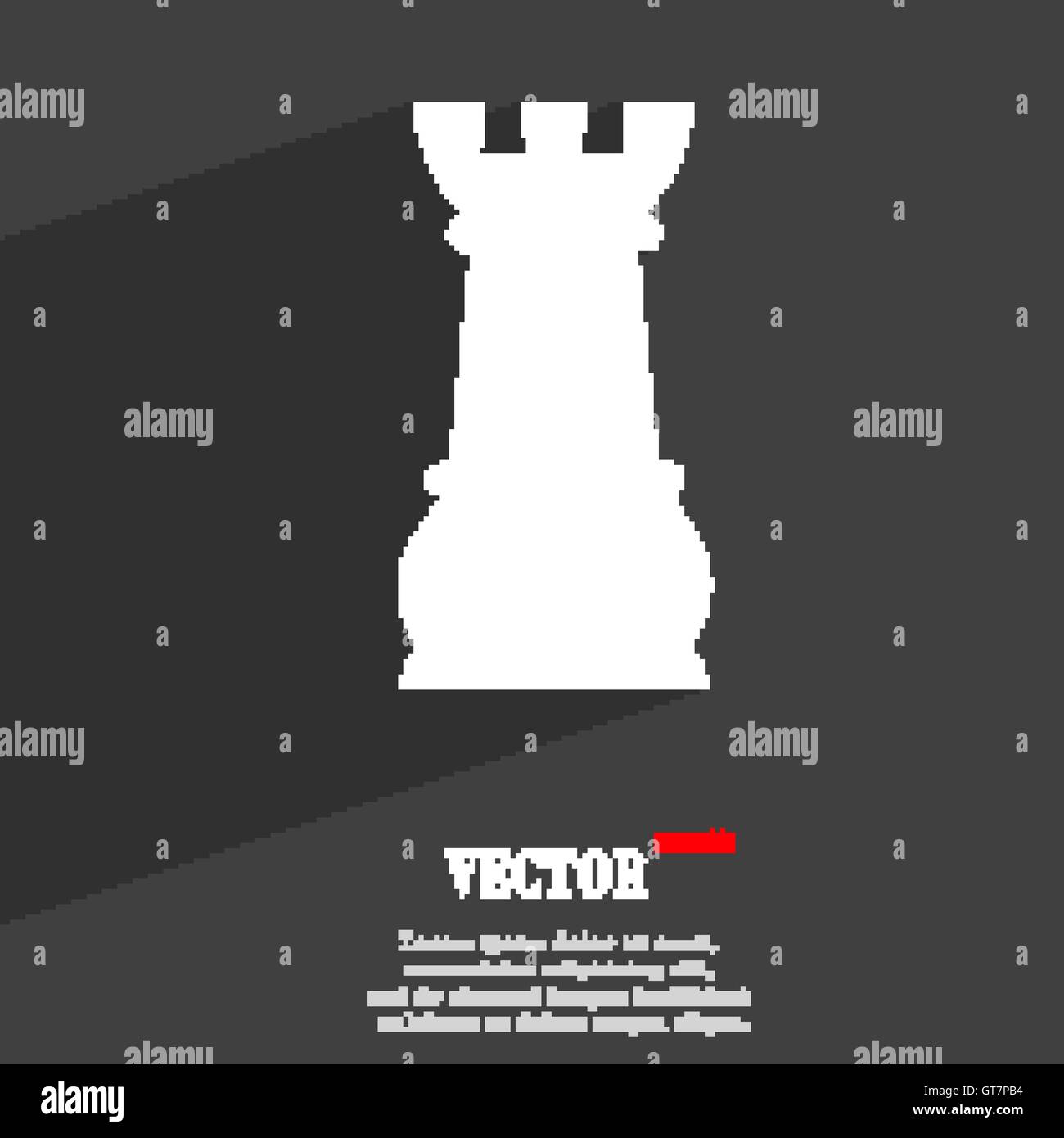Chess Rook symbol Flat modern web design with long shadow and space for ...