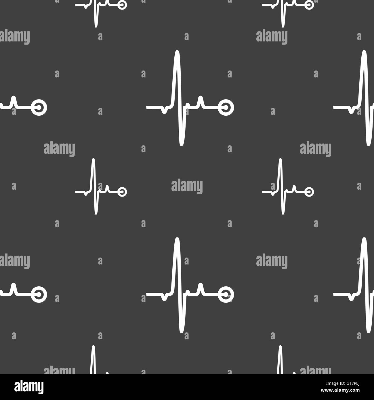 Heartbeat sign. Seamless pattern on a gray background. Vector Stock ...