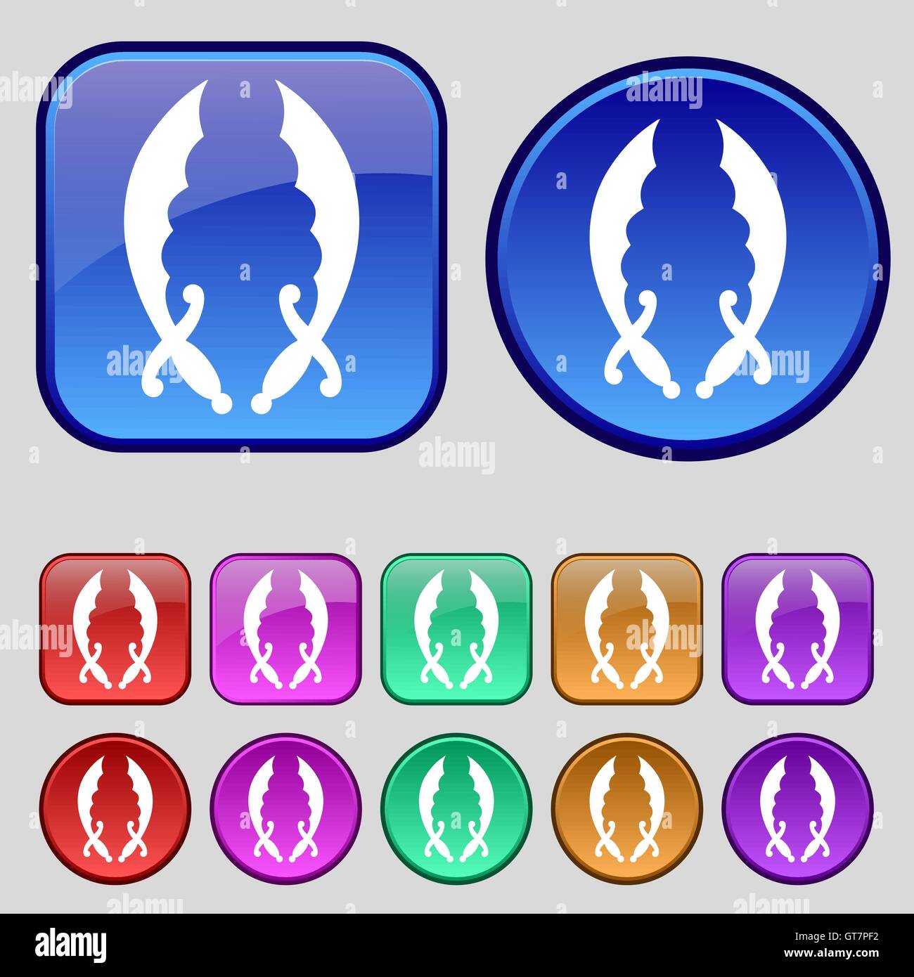 Saber icon sign. A set of twelve vintage buttons for your design ...