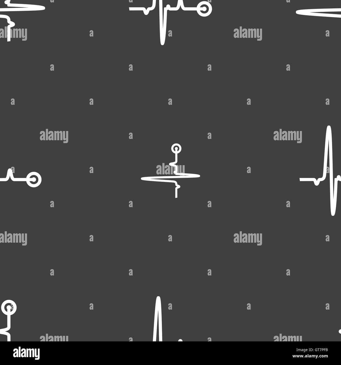 Heartbeat sign. Seamless pattern on a gray background. Vector Stock ...