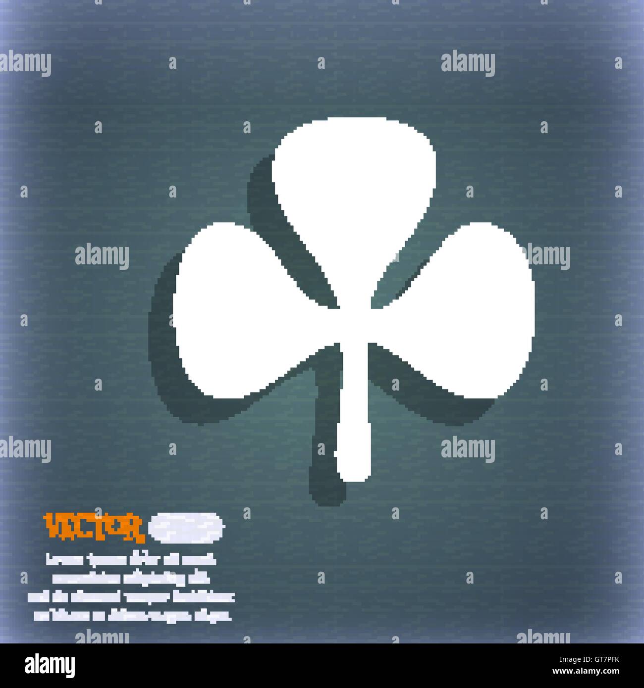Clover icon. On the blue-green abstract background with shadow and ...