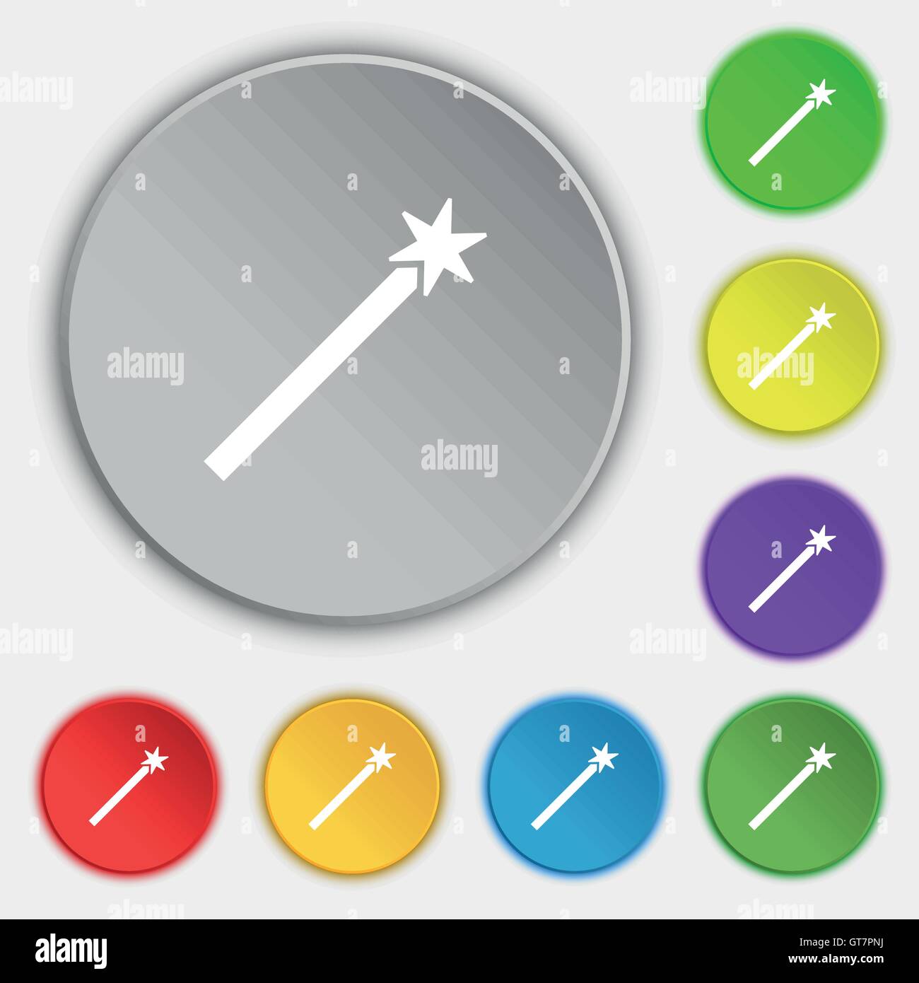 Magic Wand Icon sign. Symbol on eight flat buttons. Vector Stock Vector ...