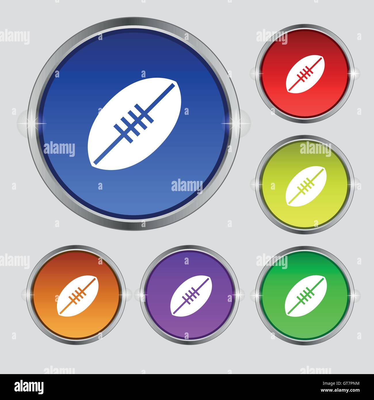 American Football icon sign. Round symbol on bright colourful buttons ...