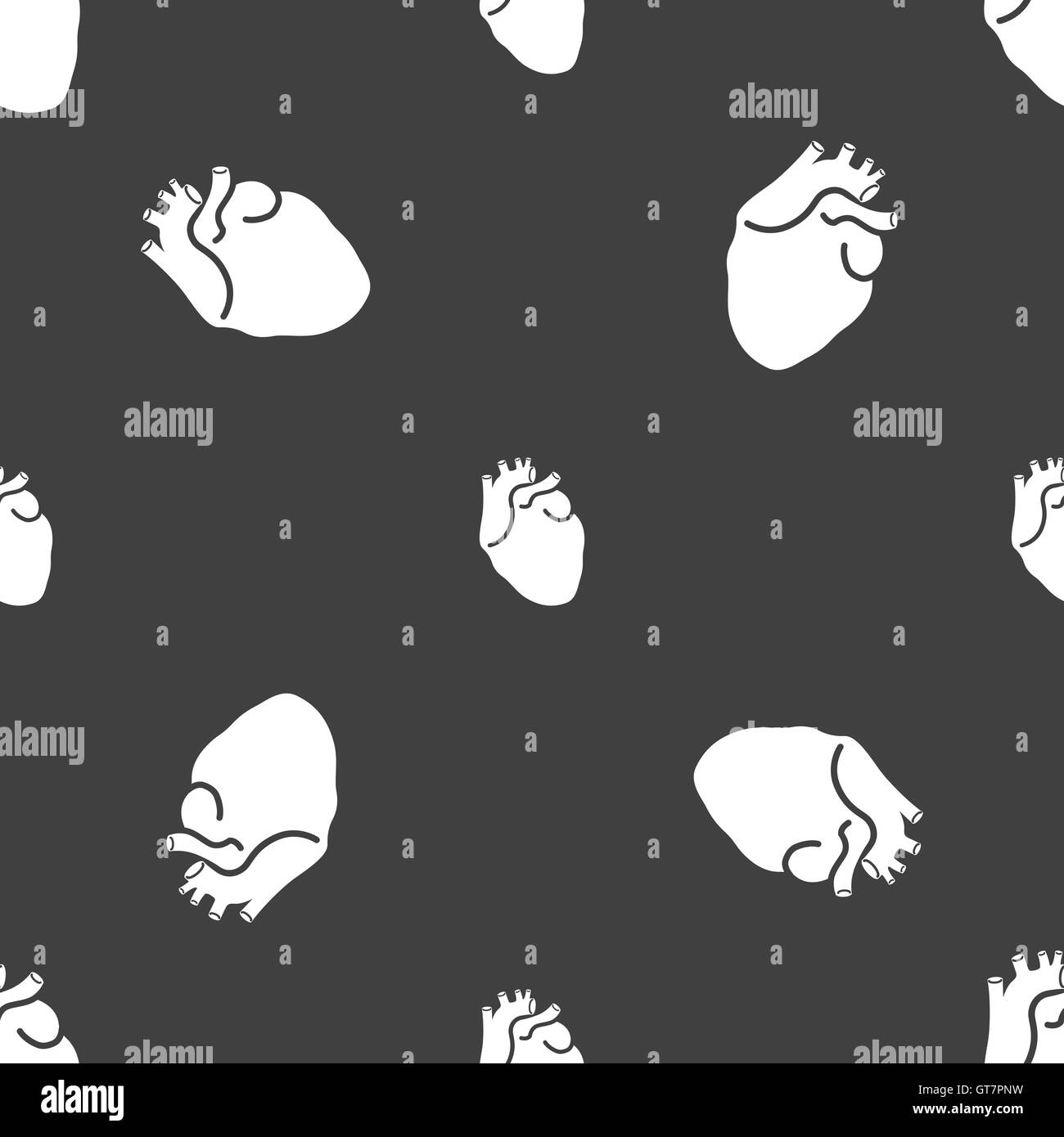 Human heart sign. Seamless pattern on a gray background. Vector Stock ...