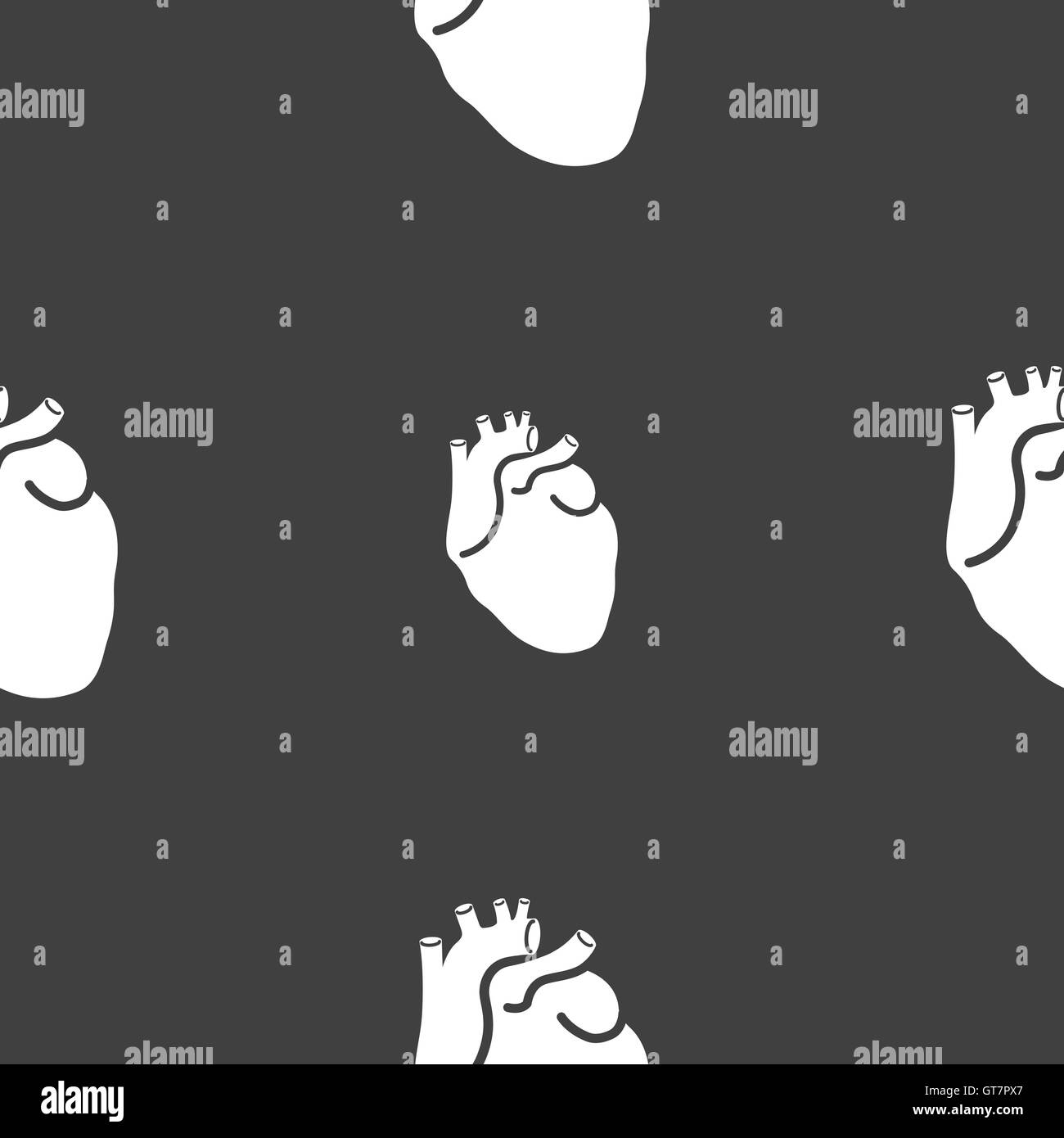 Human heart sign. Seamless pattern on a gray background. Vector Stock ...