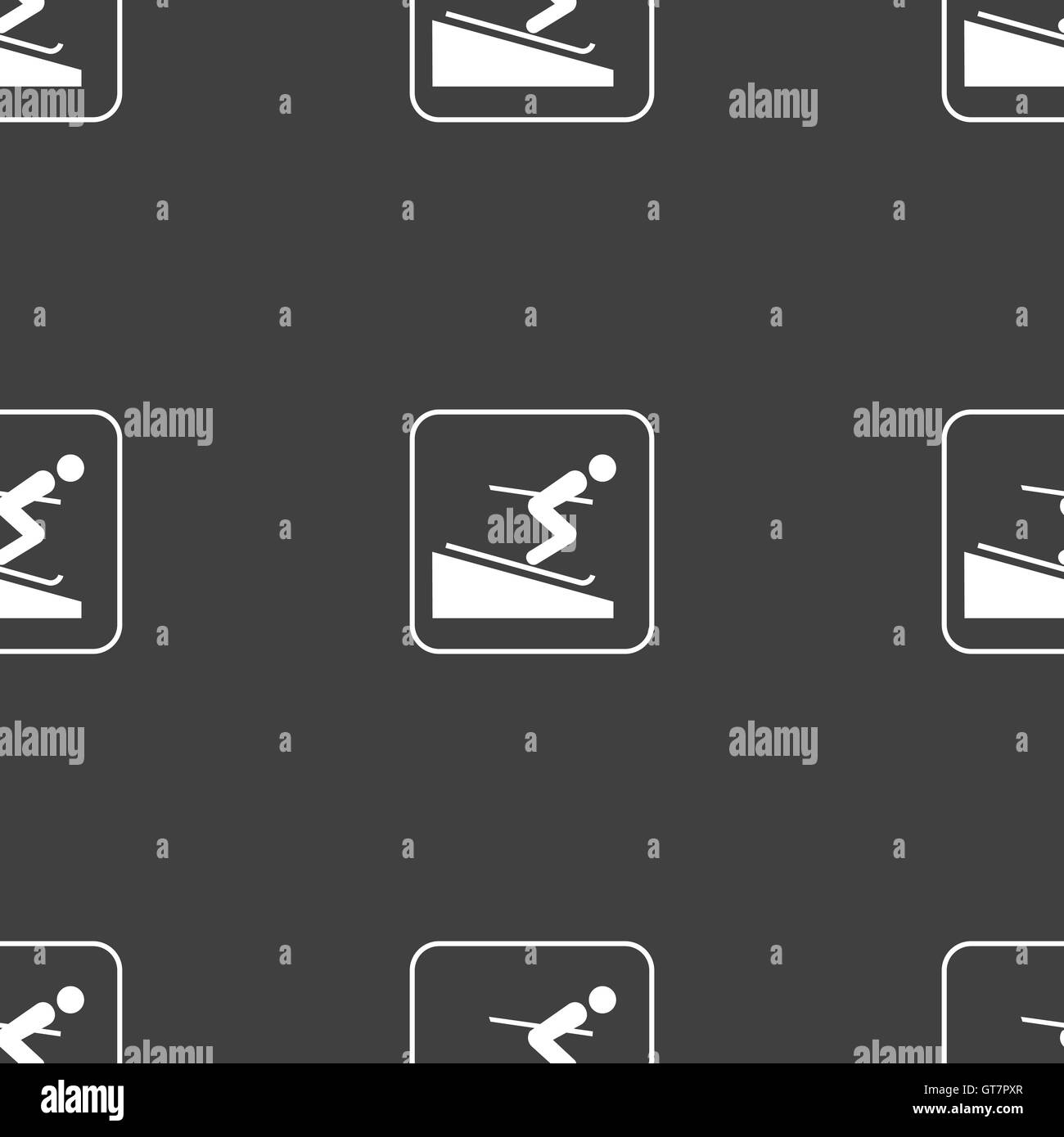 Skier sign. Seamless pattern on a gray background. Vector Stock Vector ...