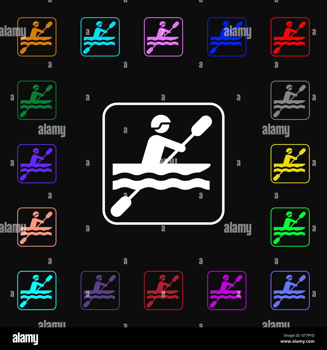 canoeing icon sign. Lots of colorful symbols for your design. Vector ...