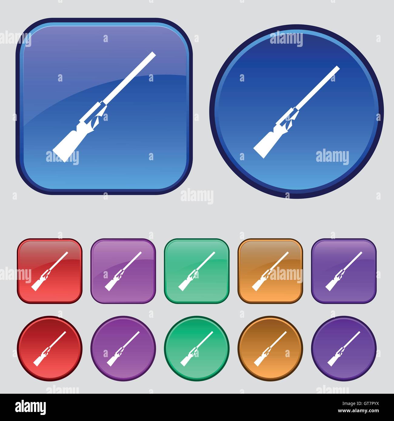 Shotgun icon sign. A set of twelve vintage buttons for your design ...