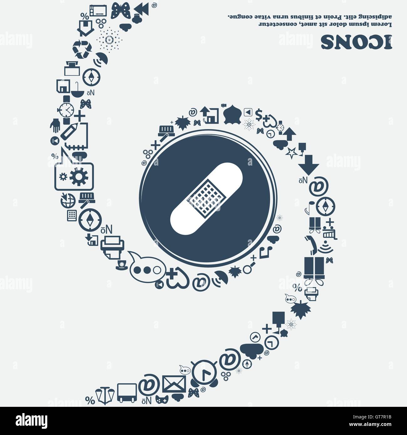 Band Aid Icon in the center. Around the many beautiful symbols twisted ...