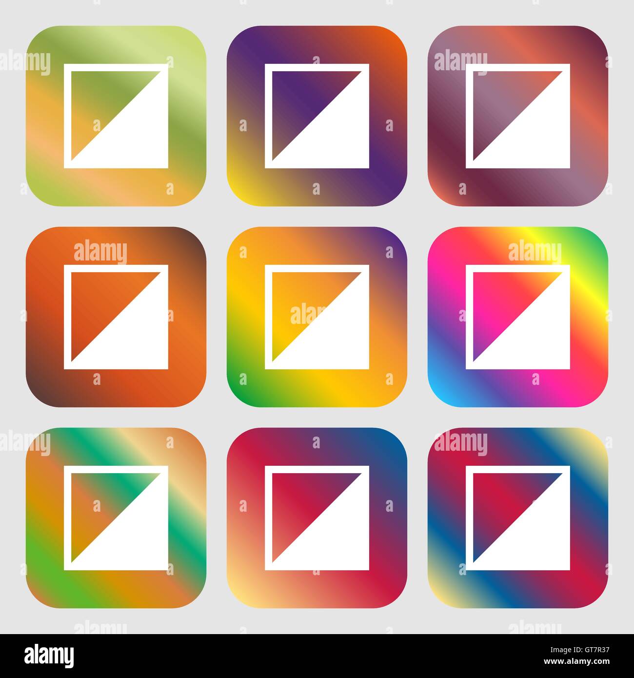 contrast icon sign . Nine buttons with bright gradients for beautiful ...