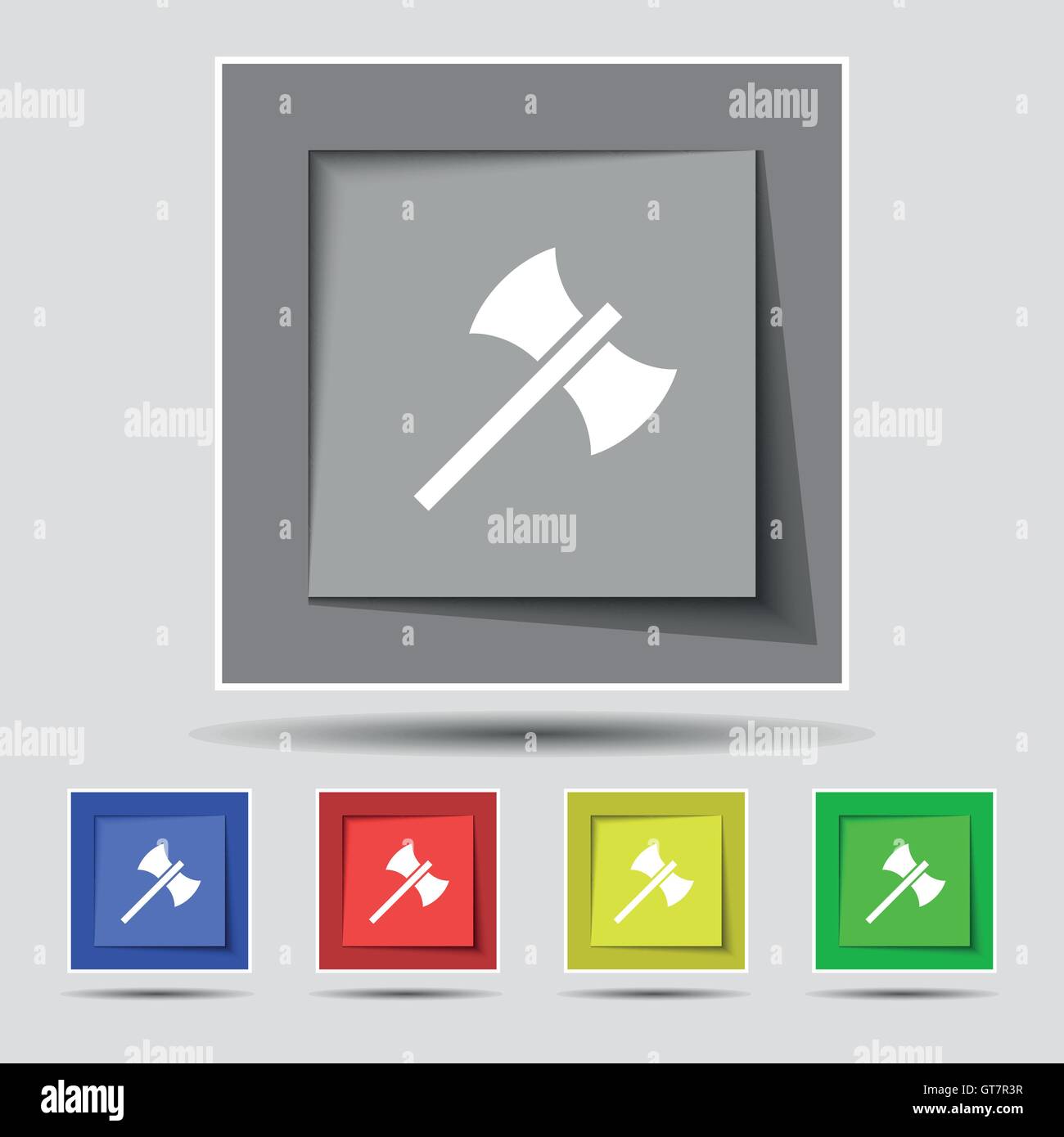 Battle axe icon sign on original five colored buttons. Vector Stock ...