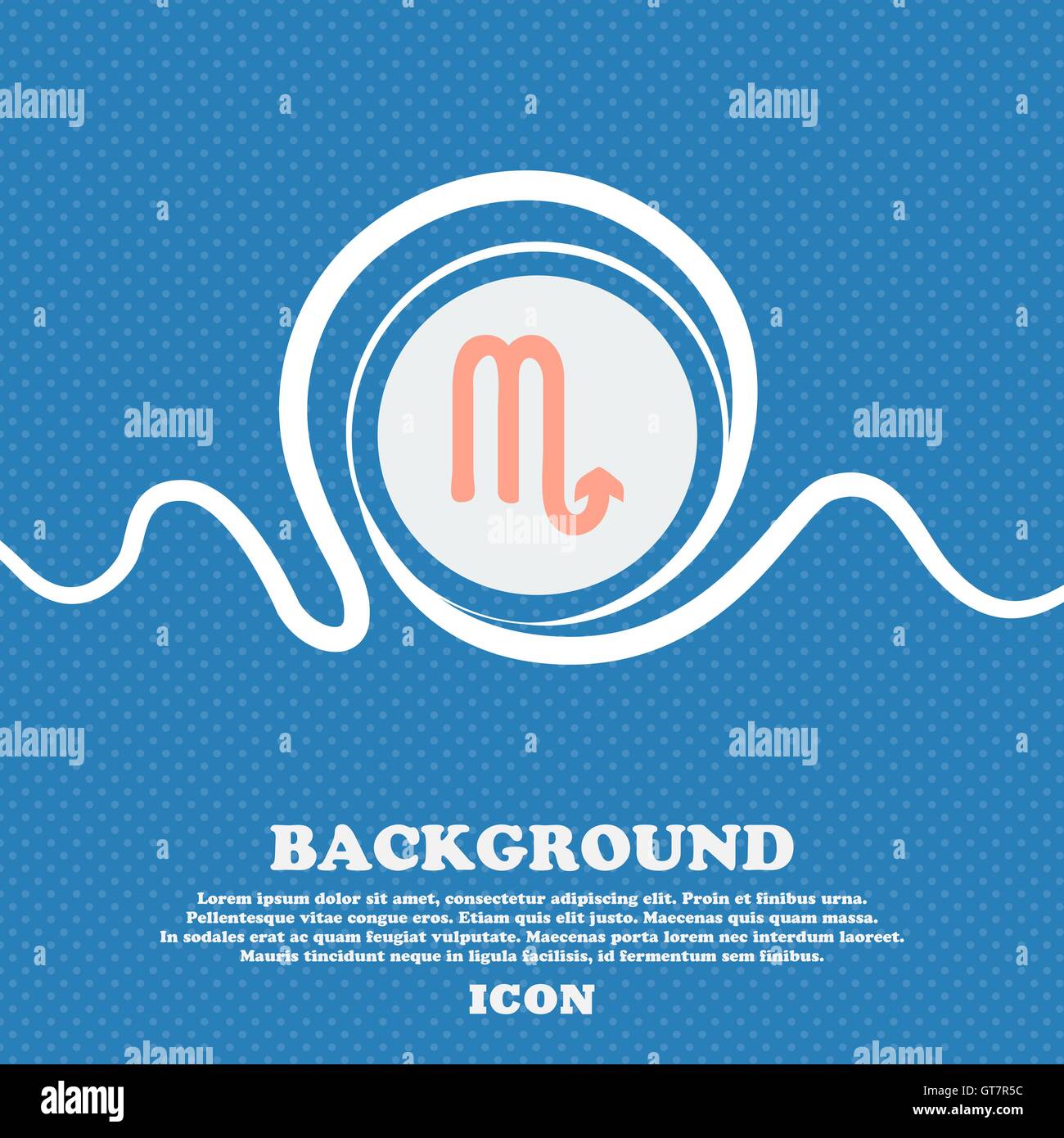 Scorpio sign. Blue and white abstract background flecked with space for ...