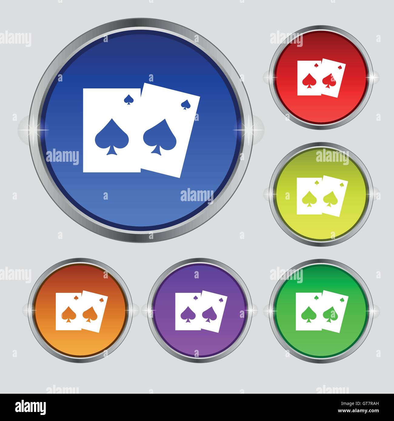 game cards icon sign. Round symbol on bright colourful buttons. Vector ...