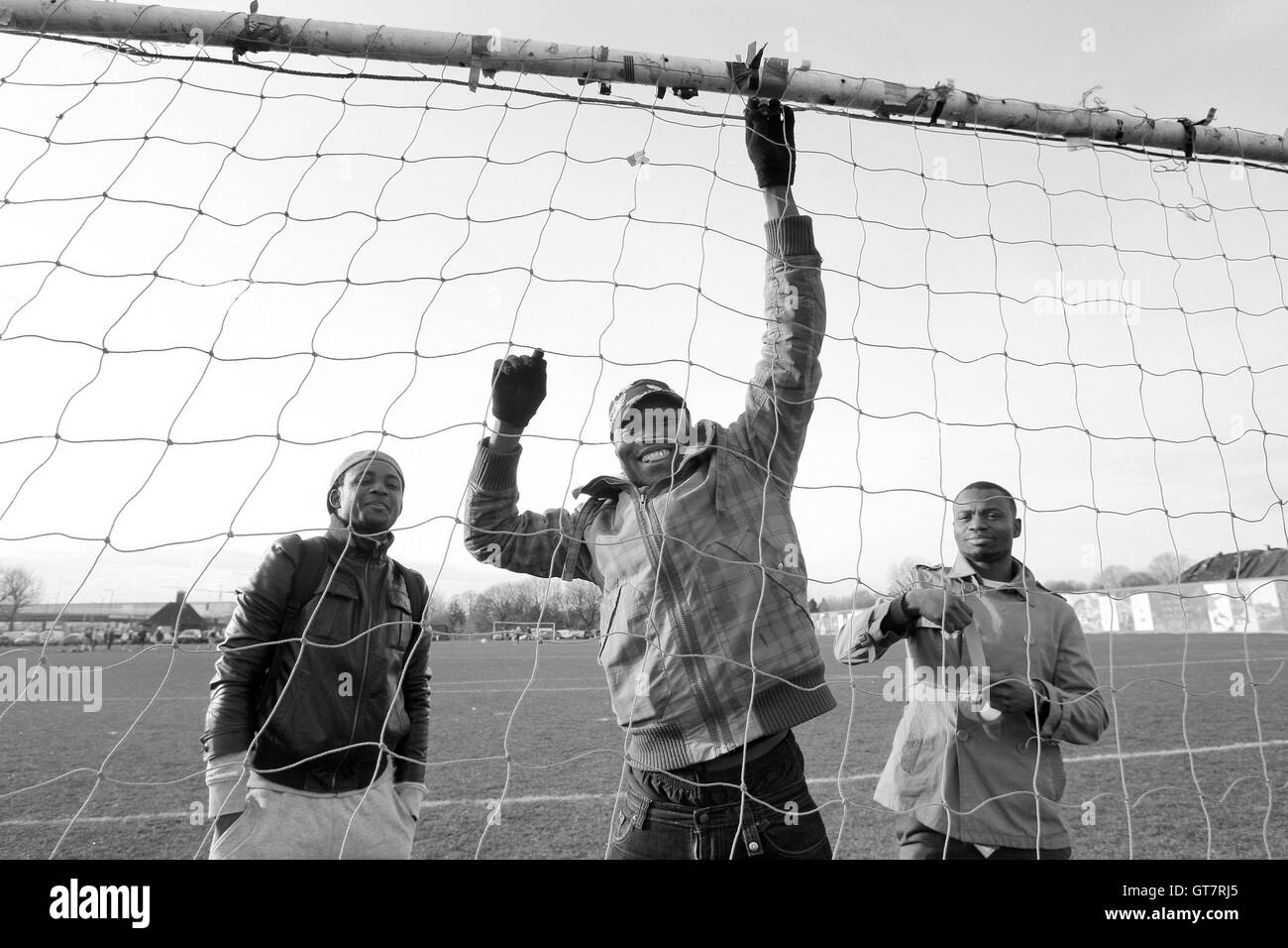 Football goal nets Black and White Stock Photos & Images - Alamy