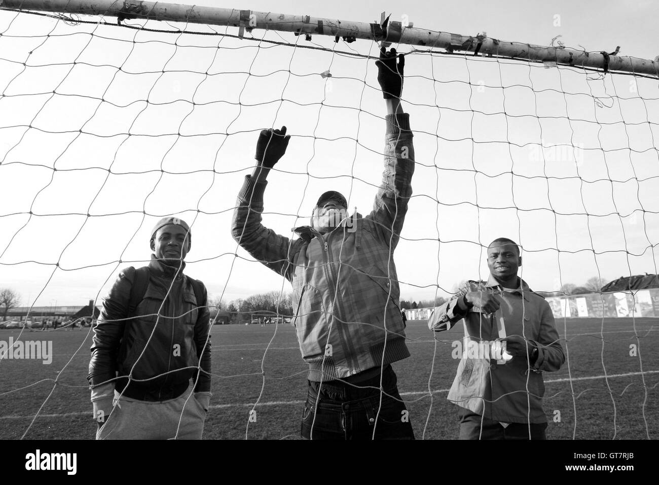 Soccer goal nets Black and White Stock Photos & Images - Alamy