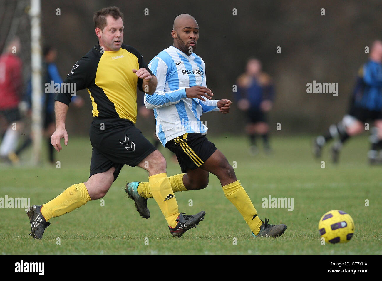 Vio Romania (yellow/black) vs Woodgrange Rovers (light blue/white ...