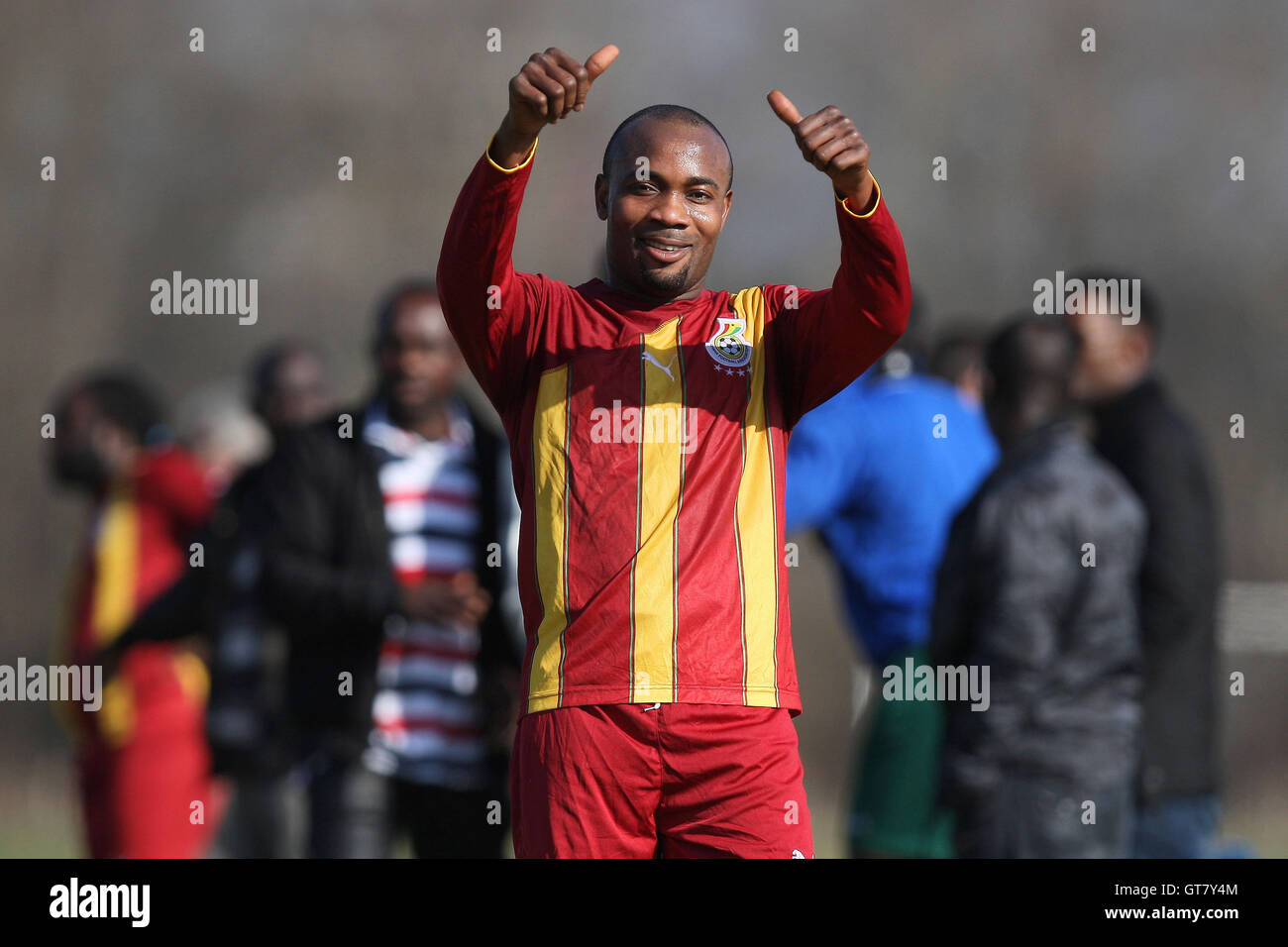 Black Meteors score their fifth goal and celebrate - Warren Hackney ...