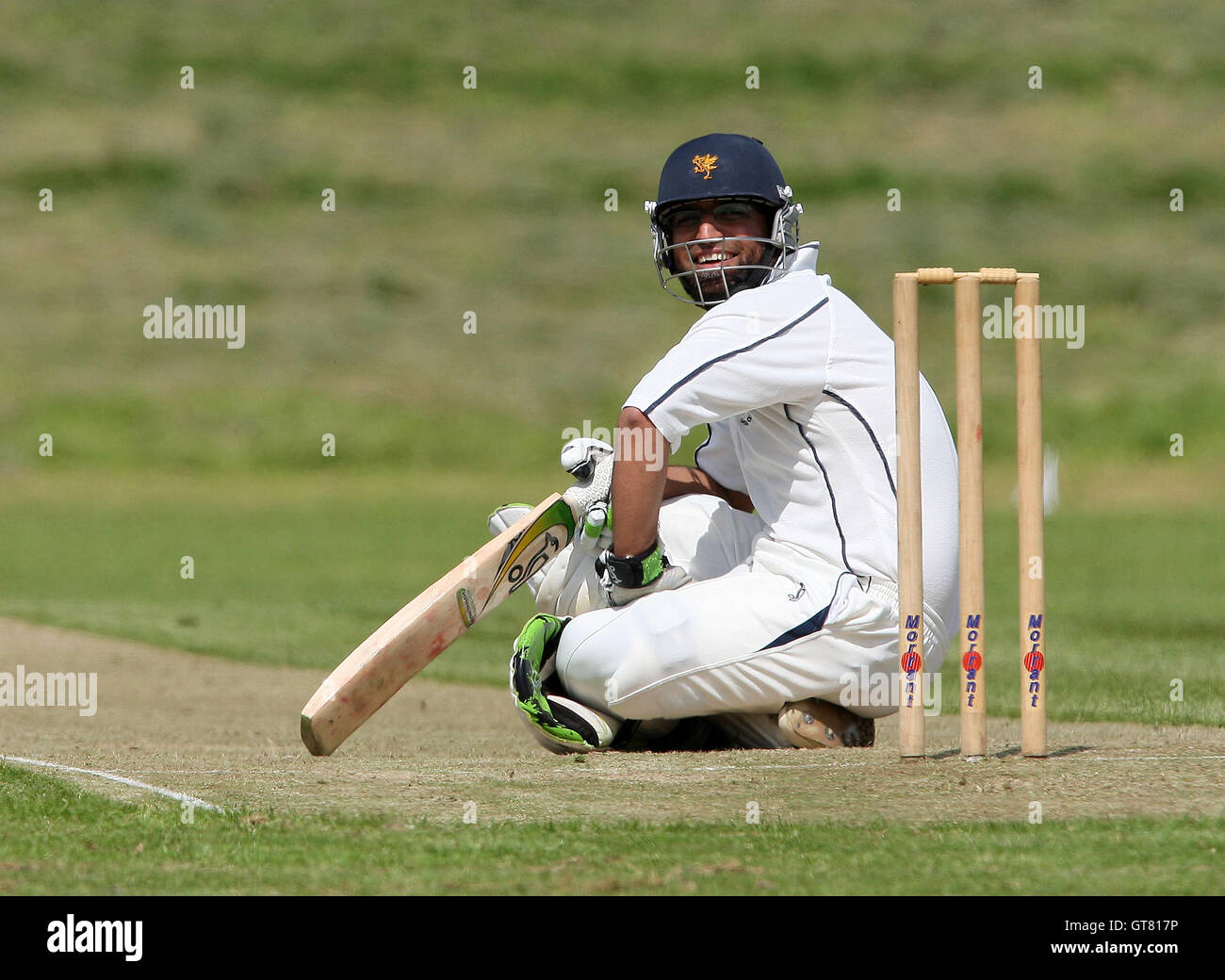 F Butt of Ardleigh Green smiles after evading a Dakri delivery ...