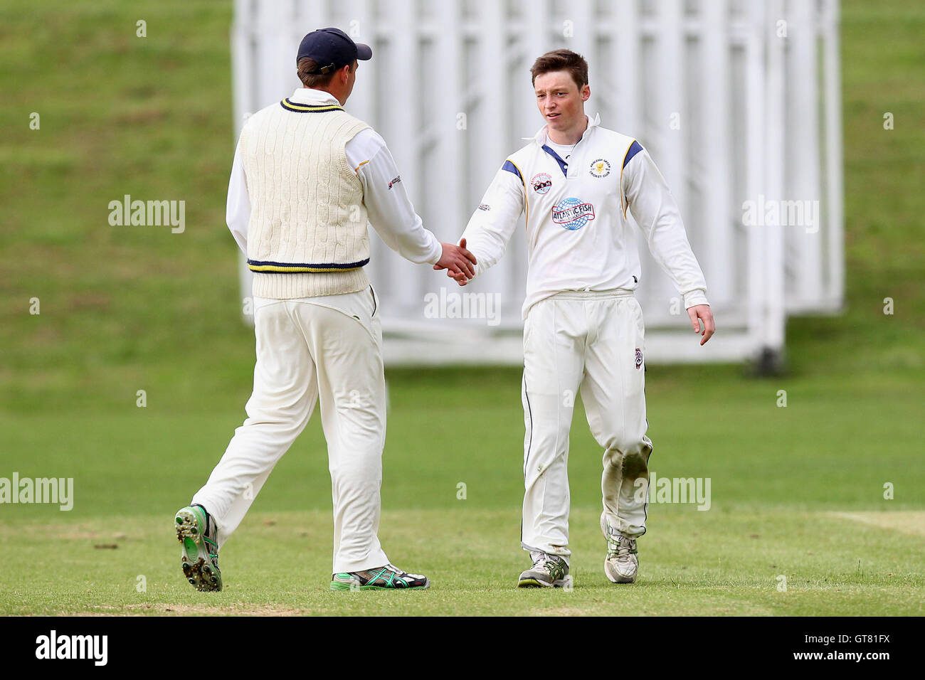 T Oakley of Ardleigh Green celebrates the last Harlow wicket, T Ryder ...