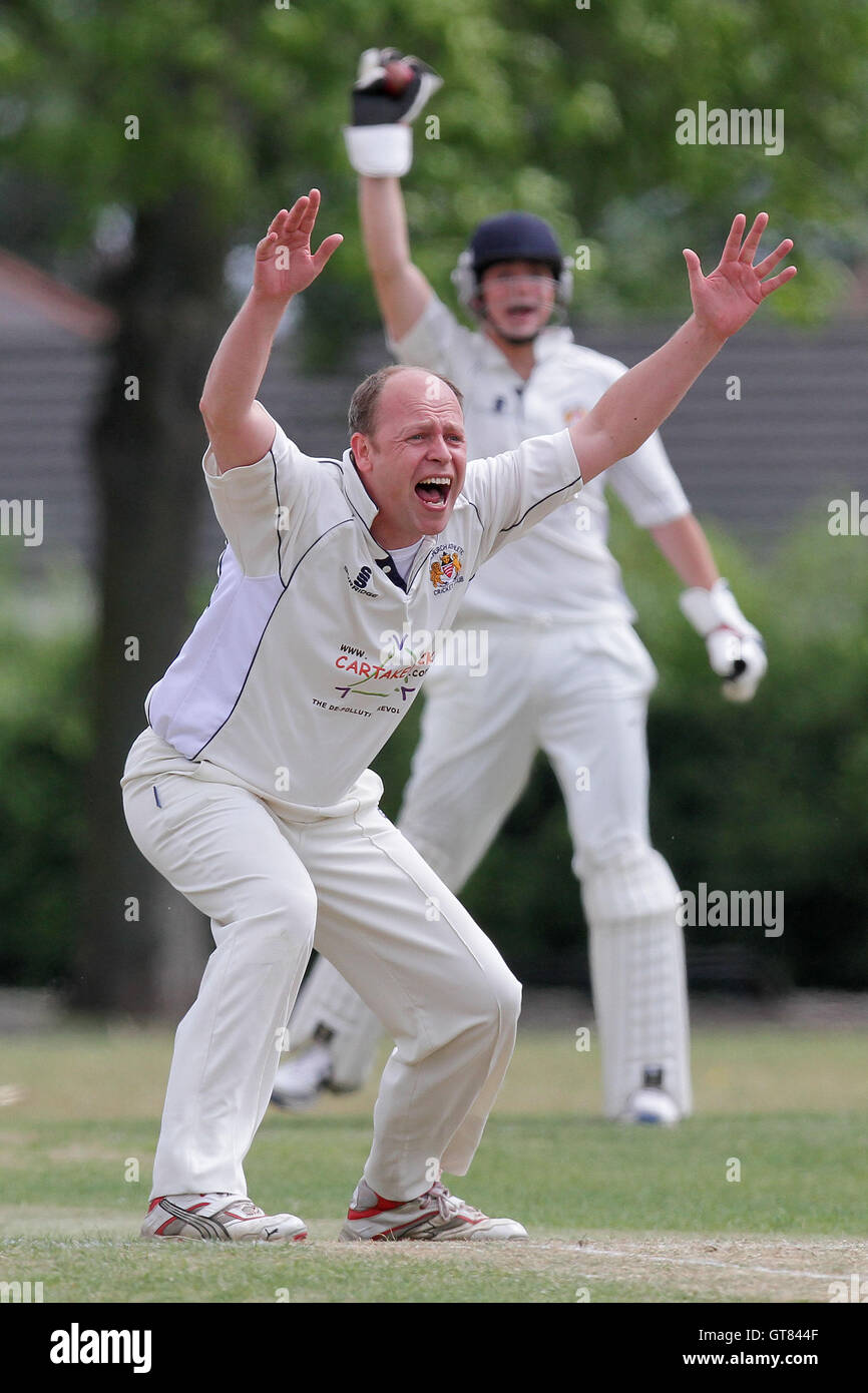 An appeal for the wicket of M Embery by I Roberts of Hornchurch ...