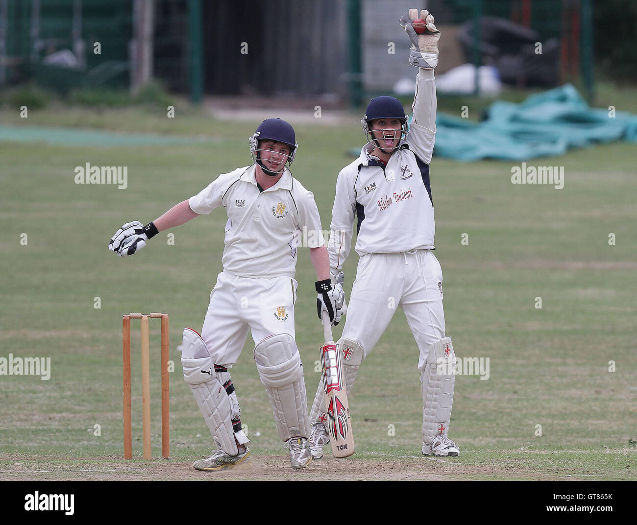 Andrew D'Cruz of Upminster appeals for the wicket of Craig Sampson ...