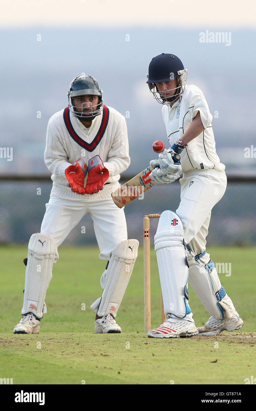 Oakes of East Hanningfield is caught behind by Raja from the bowling of ...