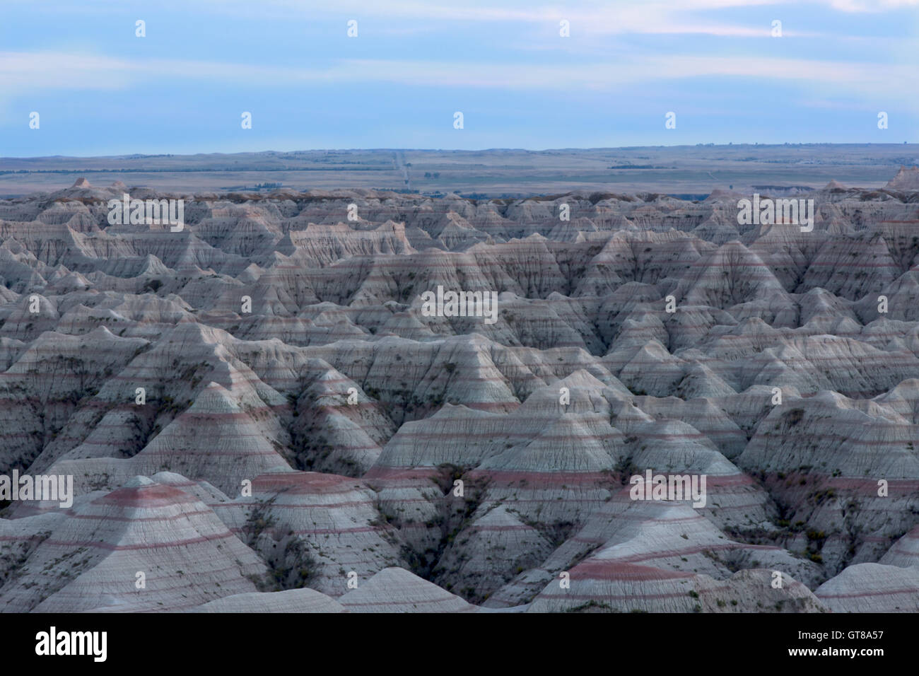Landscape view of the Badlands National Park in South Dakota showing ...