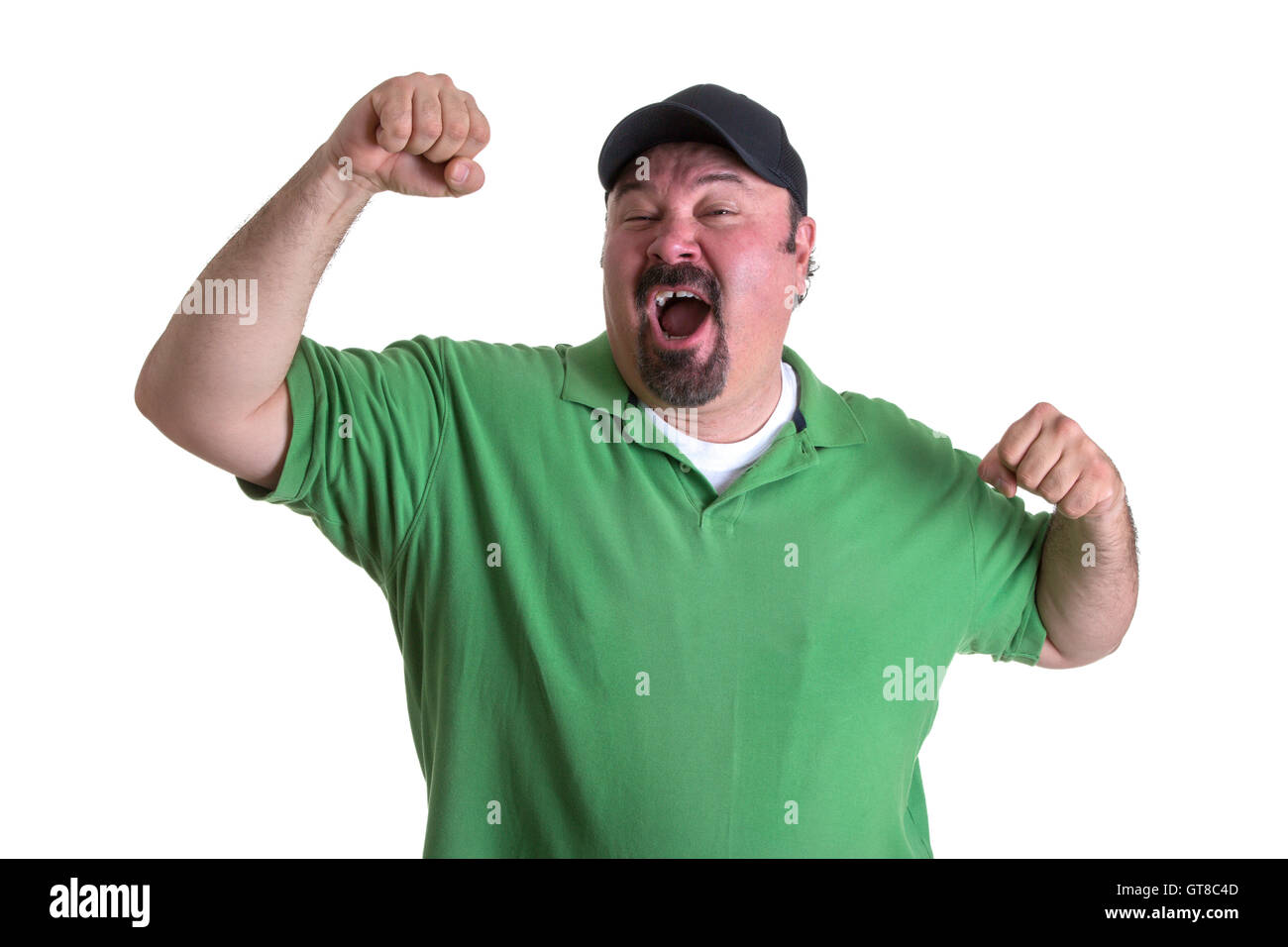 Winning Adult Man Raising his Arm for Victory, Emphasizing Feeling So ...