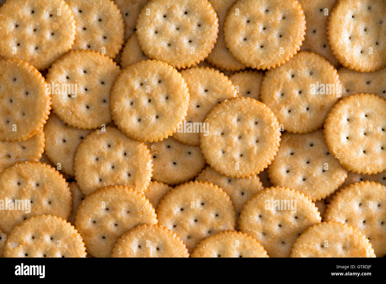 Close up Plenty Salted Toasted Round Crackers for Backgrounds, Captured ...