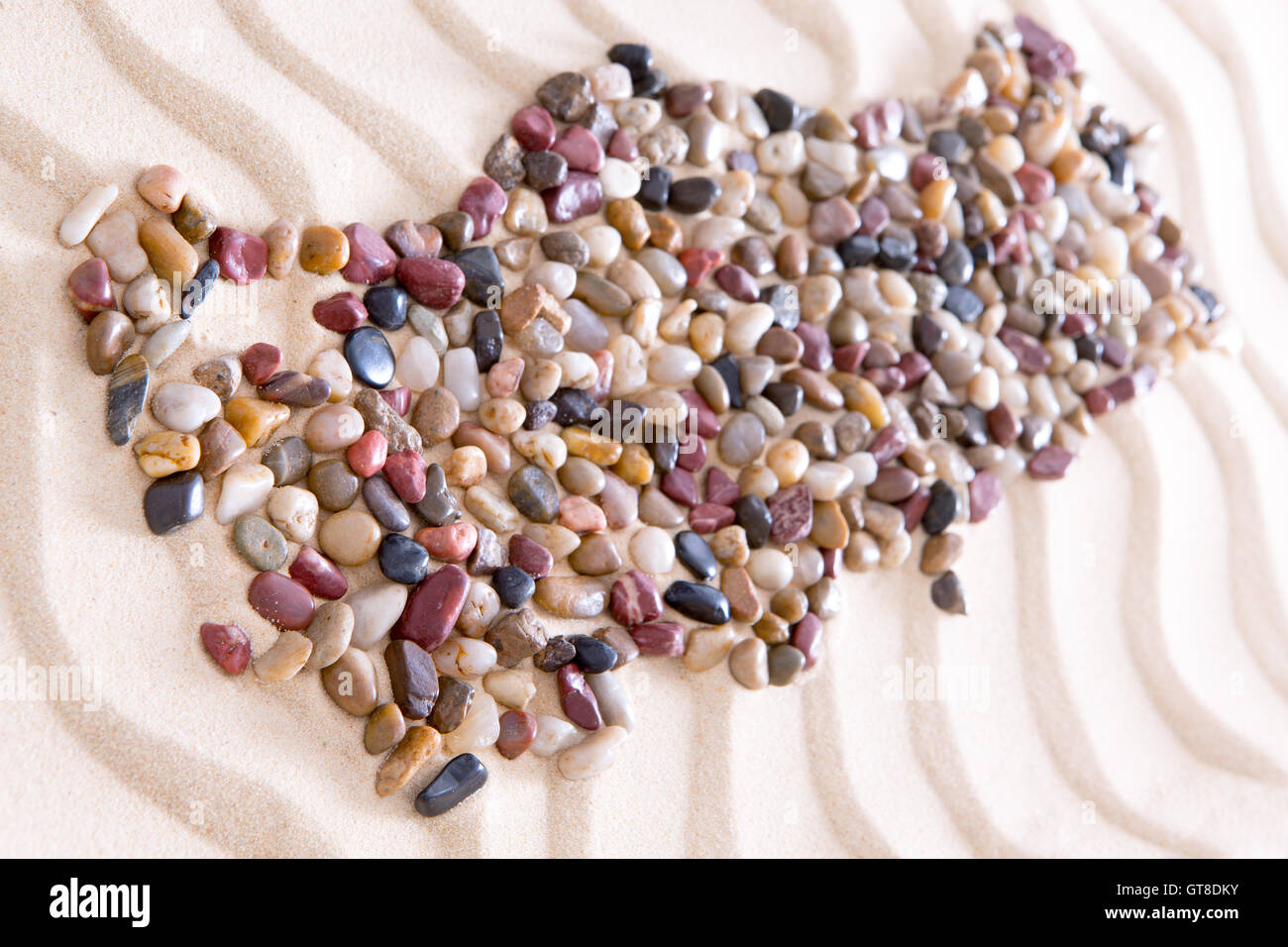 Geography of Turkey Created by Pebble Stones on Beach Sand, with low ...