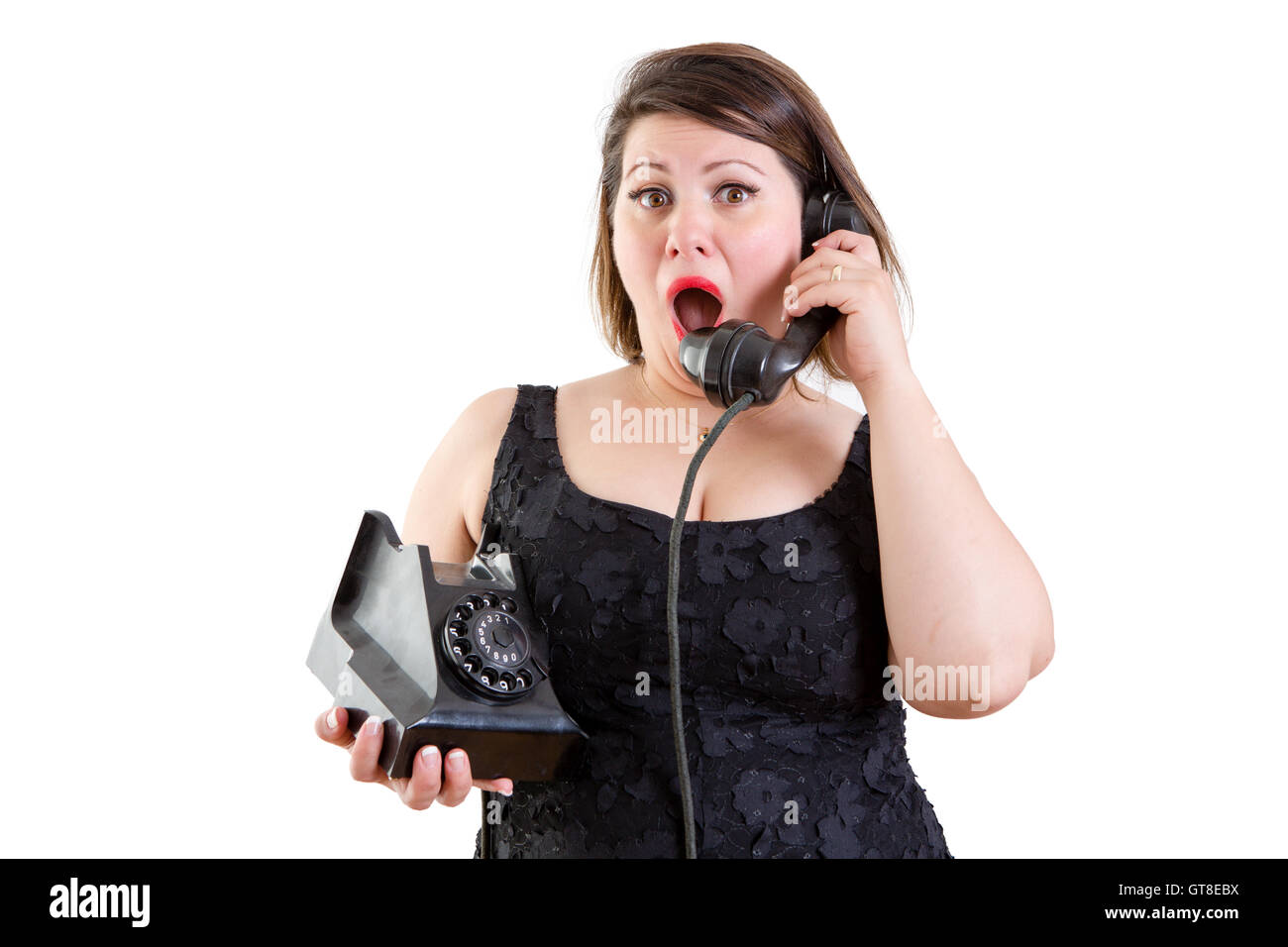 Lady with old fashioned telephone hi-res stock photography and images ...
