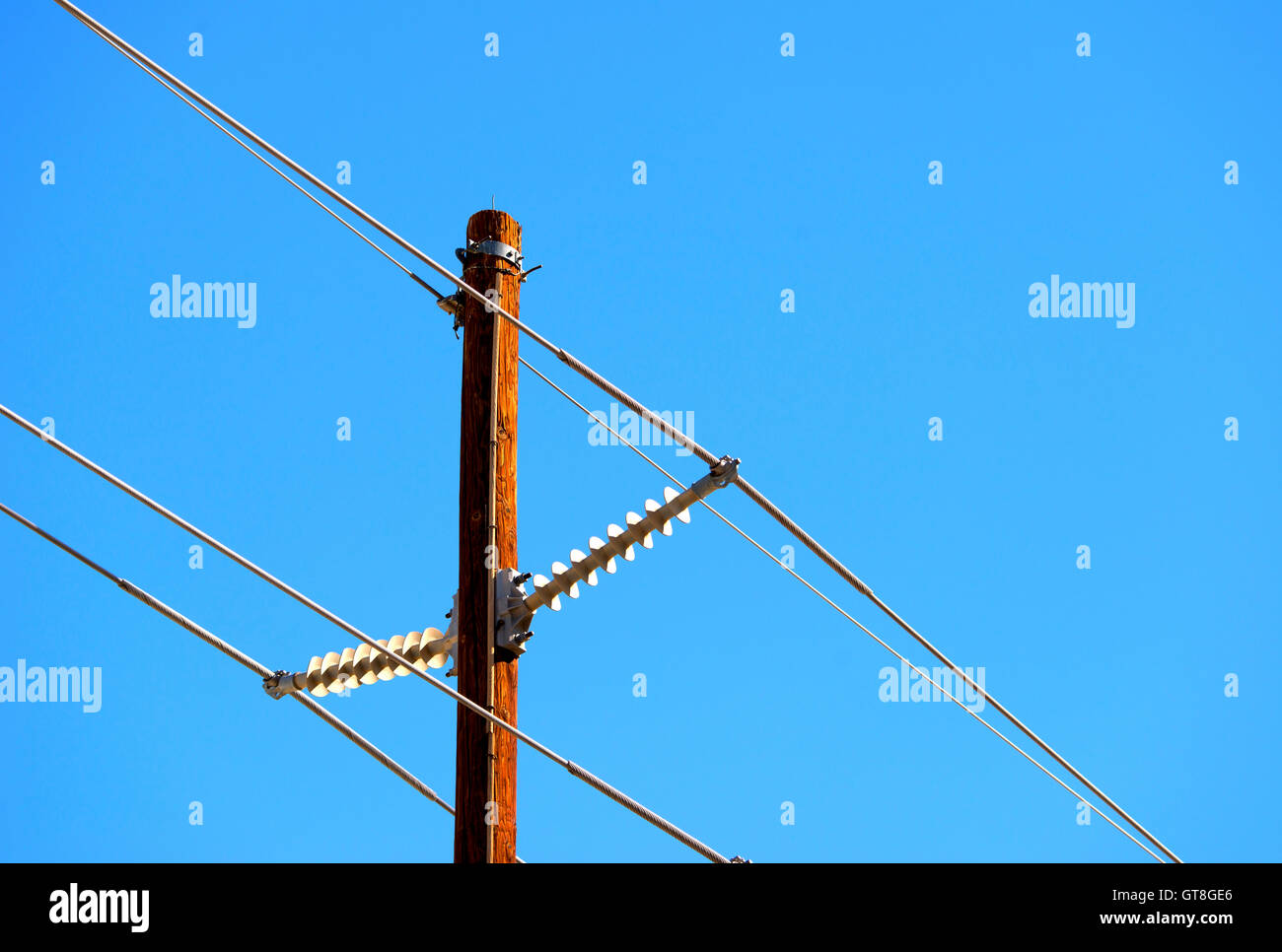 Hydro wires against blue sky, Canada Stock Photo - Alamy