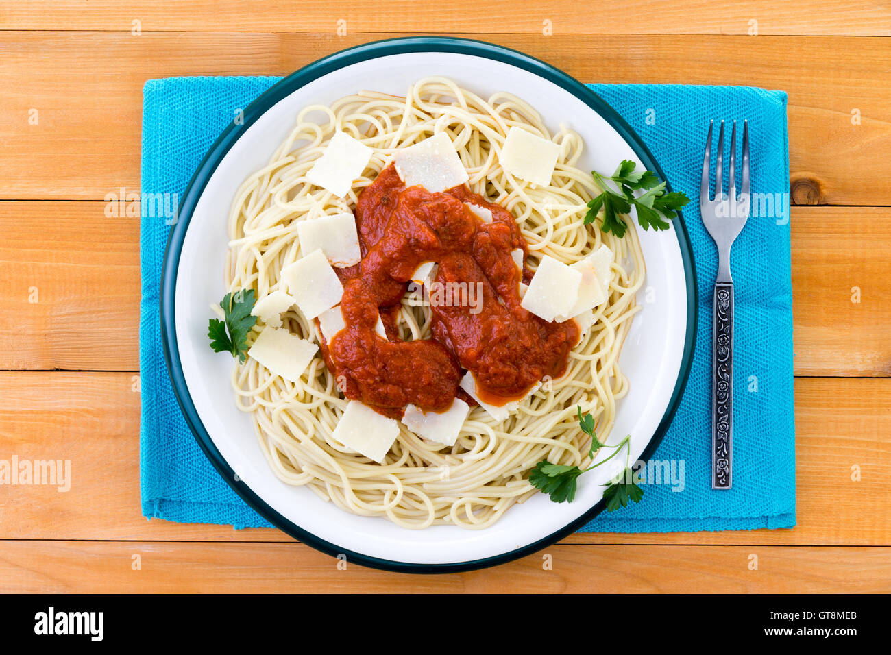 Spaghetti parmesan over view hi-res stock photography and images - Alamy