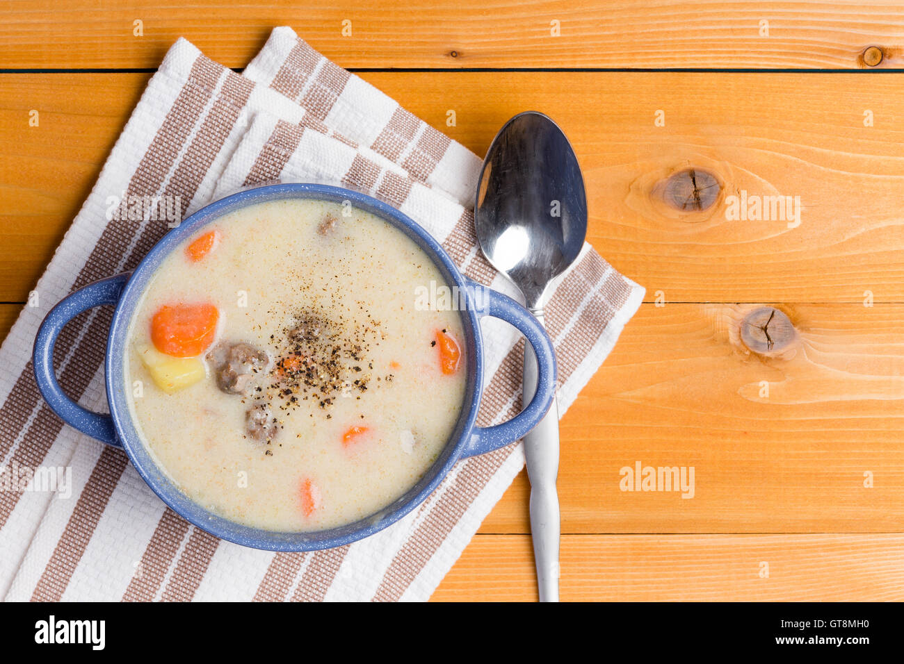 Delicious soup appetizer with meatballs and healthy fresh vegetables ...
