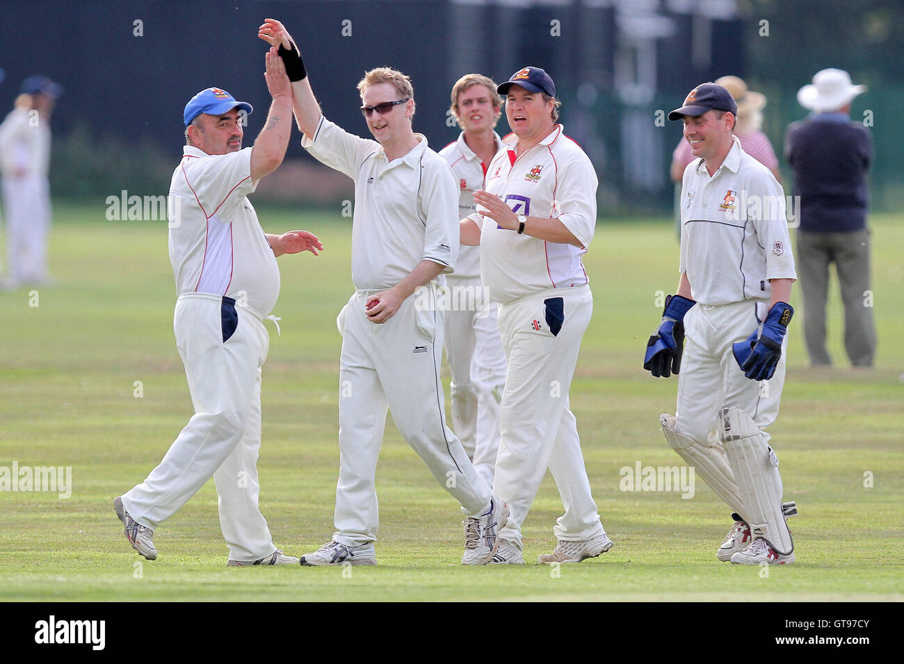 Hutton players celebrate the wicket of S Tremeck - Hutton CC 4th XI vs ...