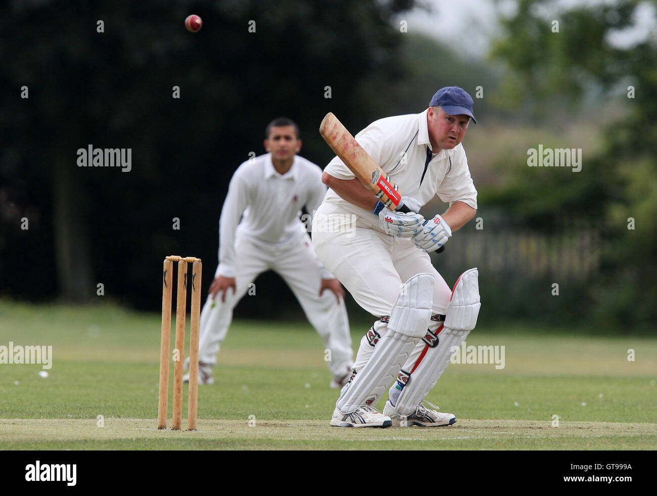 Paul Collis in batting action for Rainham as he evades a bouncer ...