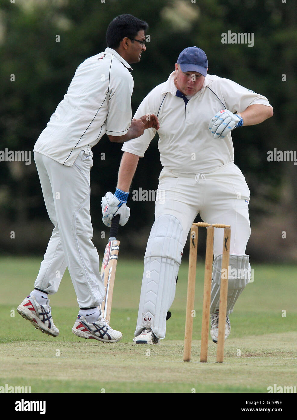 Paul Collis in batting action for Rainham as he collides with Barking ...
