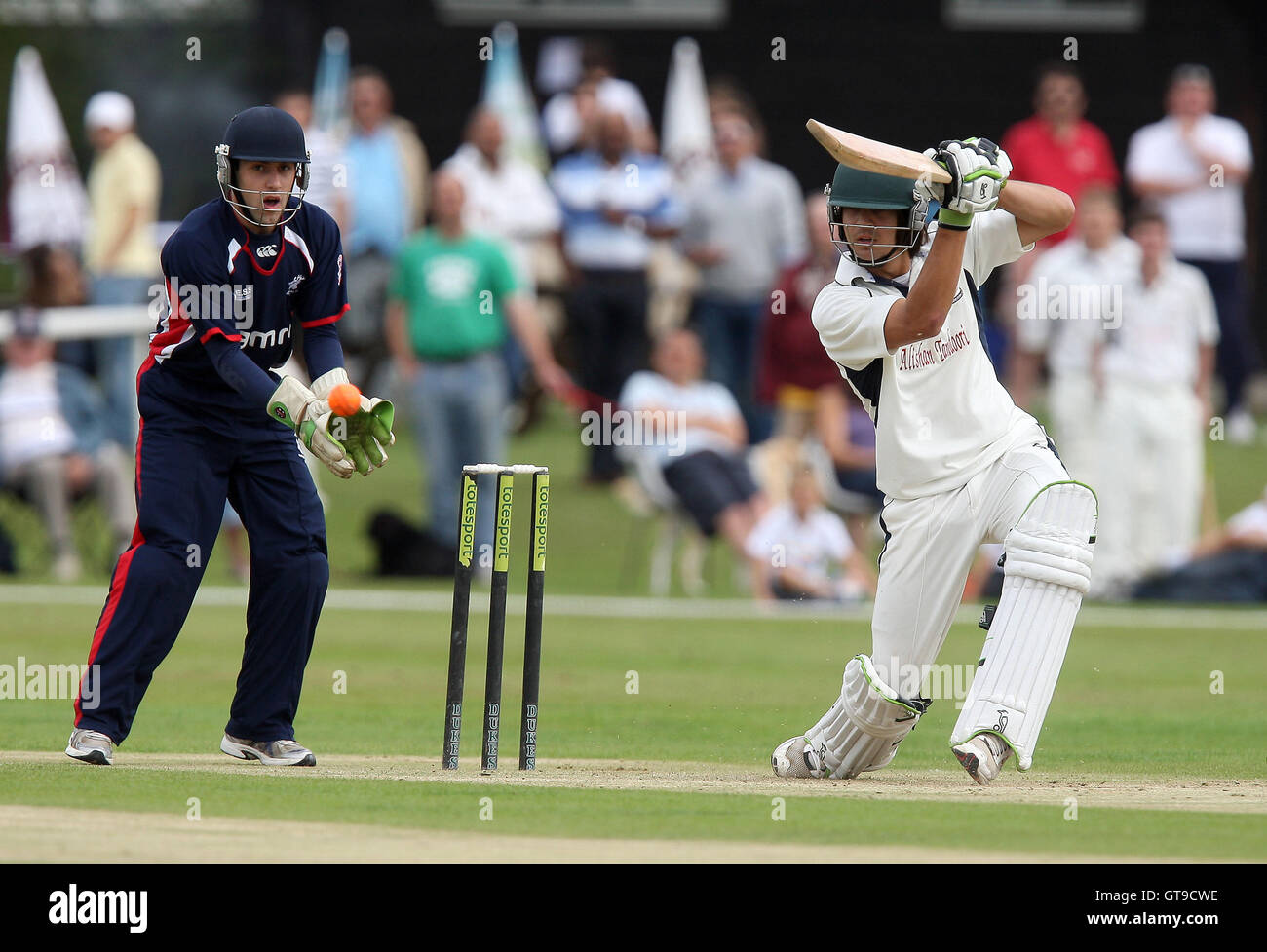 A Jabar in batting action for Upminster - Upminster CC (white) vs ...