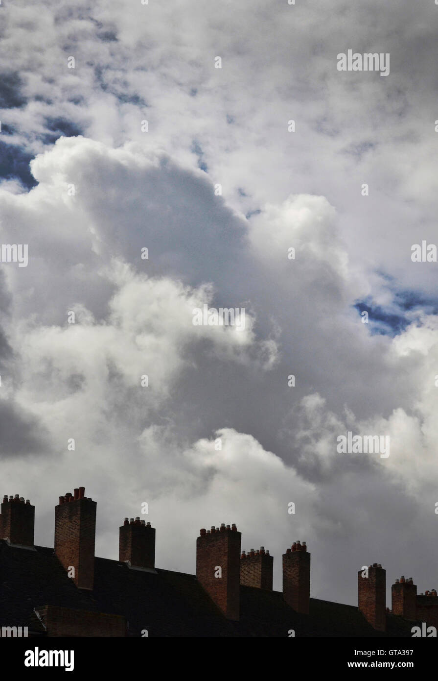 View of Rooftops and Cloudy Sky, Islington, London, England, UK Stock ...