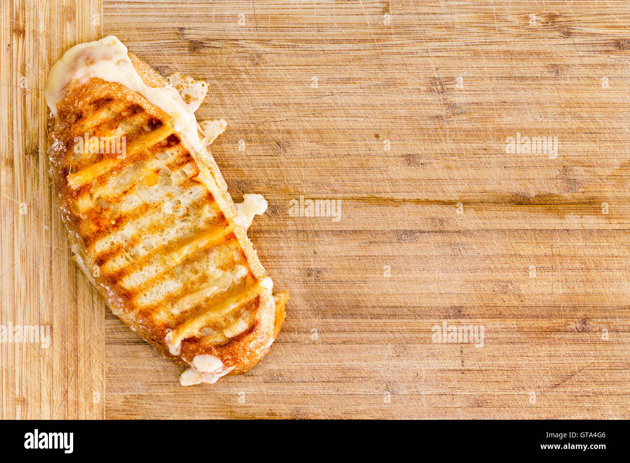 Appetizing grilled Italian panini bread cheese sandwich with melting ...