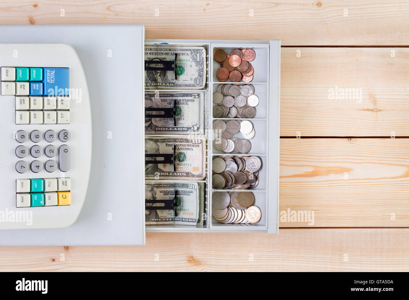 Cash register drawer full money hi-res stock photography and images - Alamy