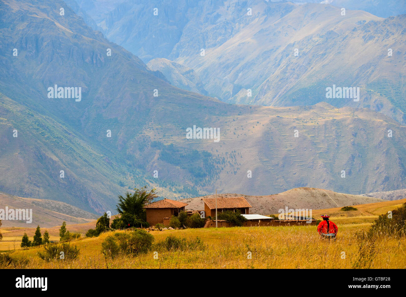 Panoramic view of the mountain landscape and countryside of Peru Stock ...