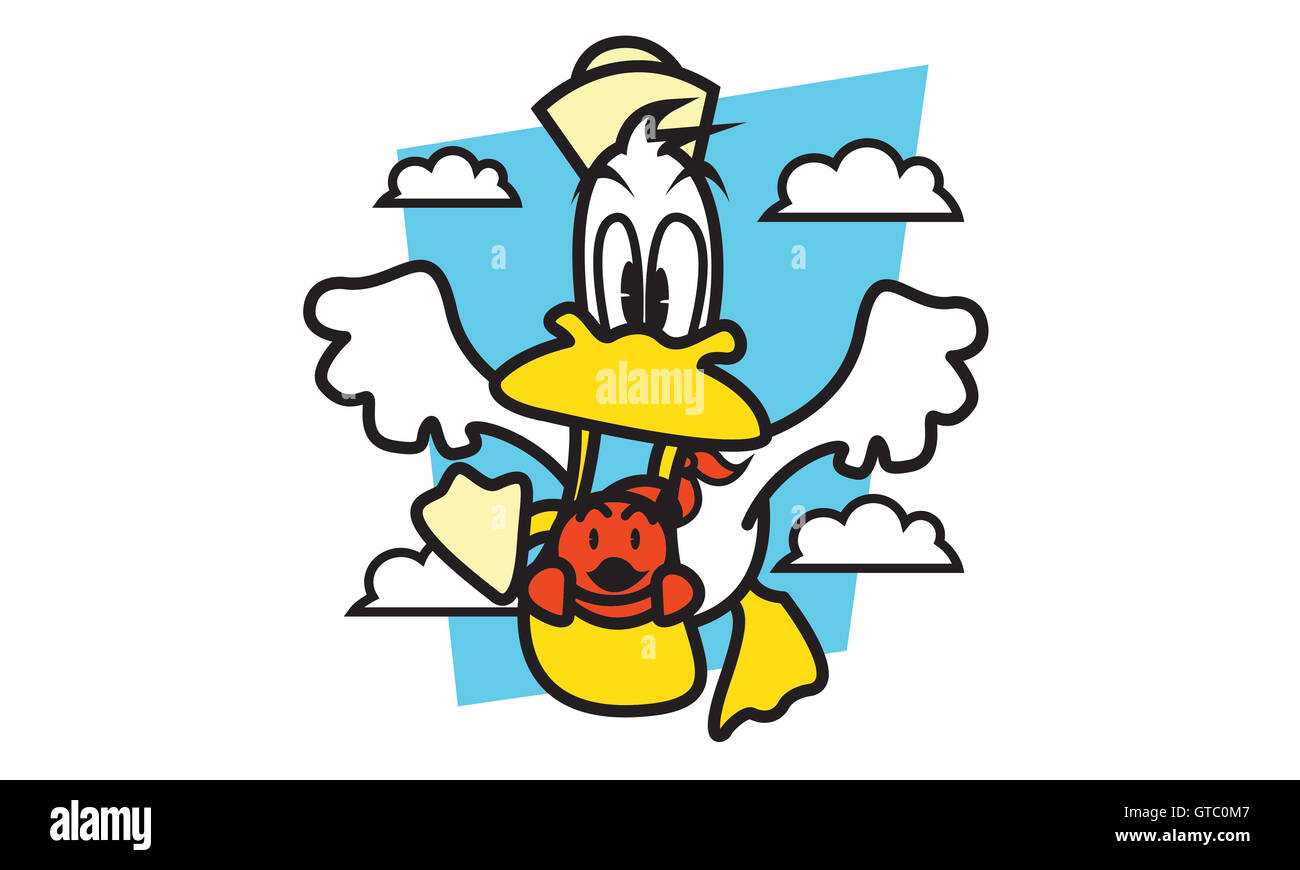 Duck flying with dog vector art Stock Photo - Alamy