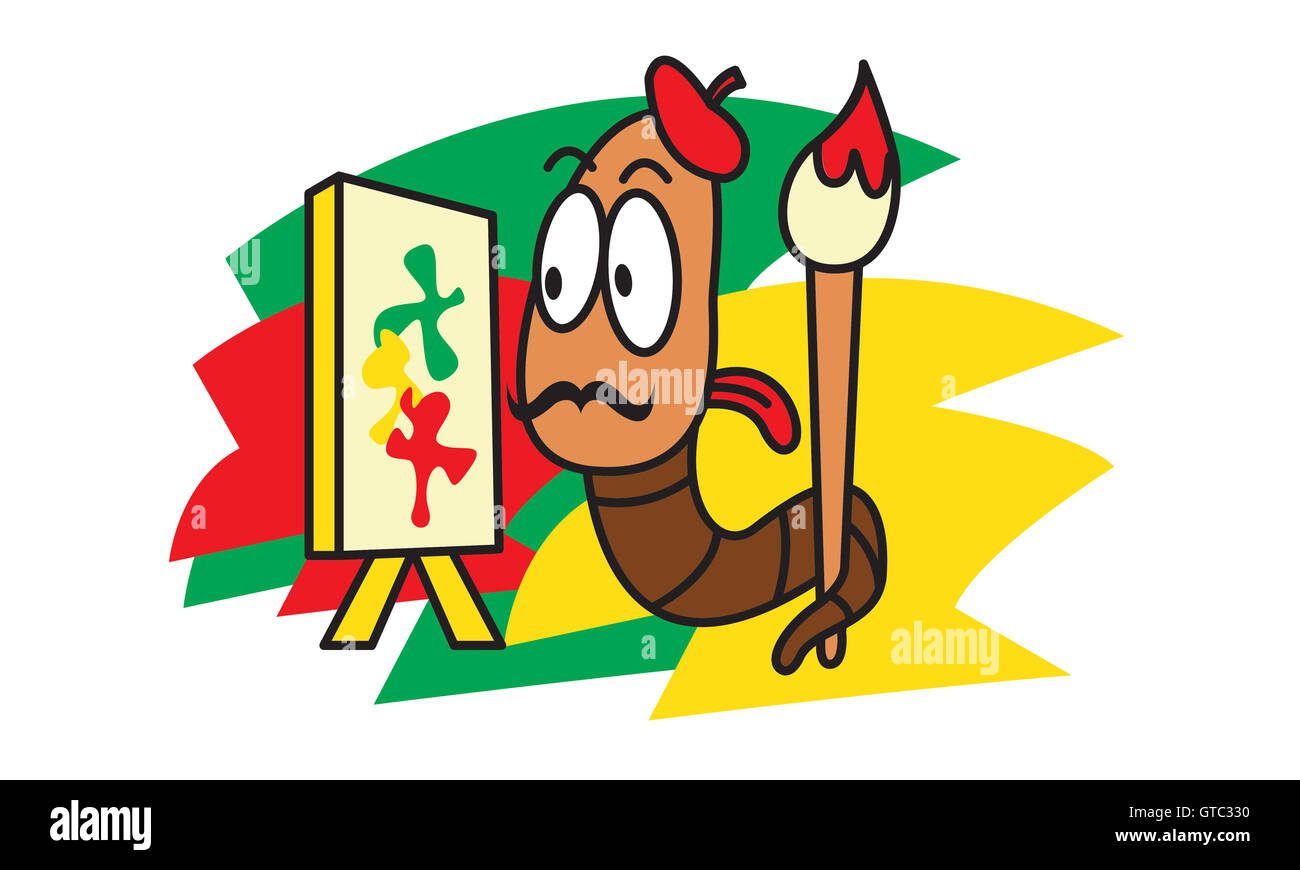 Artist worm of vector art Stock Photo - Alamy
