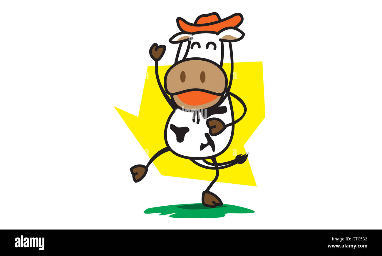 Cowboy cow of vector art Stock Photo - Alamy